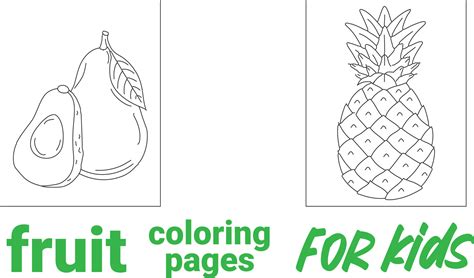 Coloring Book With Various Fruits Black And White For Coloring