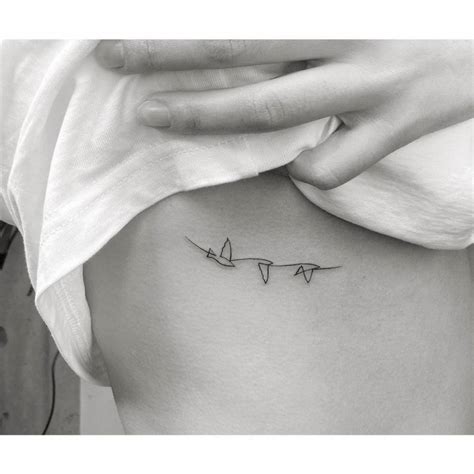 Minimalist Flying Birds Tattoo Under The Breast