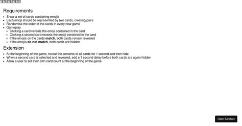 Memory Game Forked Codesandbox