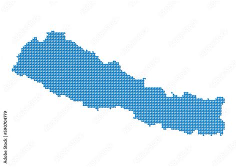 An Abstract Representation Of Nepal Vector Nepal Map Made Using A Mosaic Of Blue Dots With
