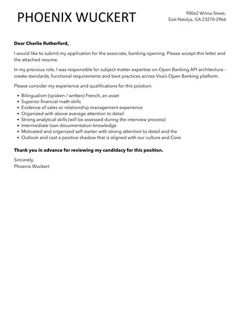 Associate Banking Cover Letter Velvet Jobs