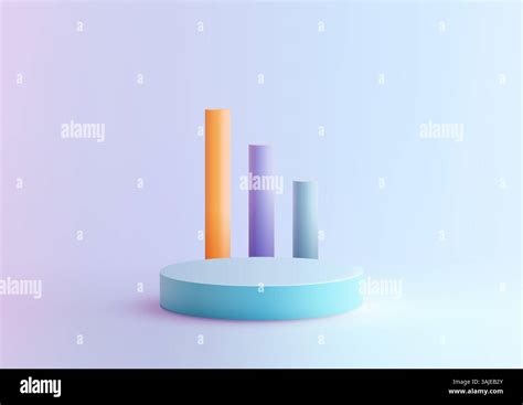 3d Cylinders Bar Graph On A Light Blue Circular Platform Representing Business Data Analytics