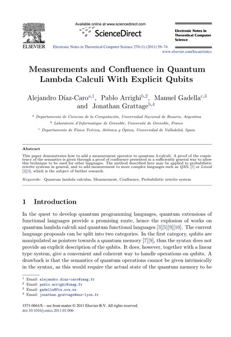 Pdf Measurements And Confluence In Quantum Lambda Calculi With Explicit Qubits
