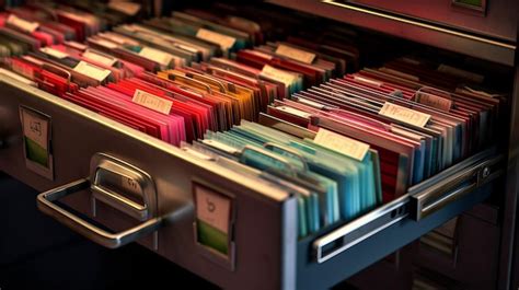 A Steel Filing Cabinet Reveals Neatly Organized Folders Orderly And