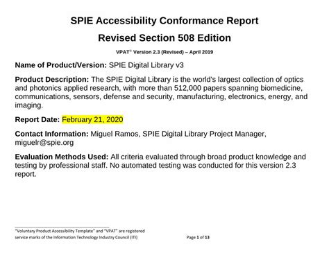 Pdf Spie Accessibility Conformance Report Revised Section 508 Dokumen Tips