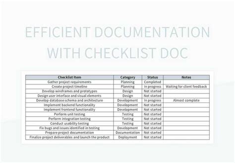 Improving Documentation Efficiency With Checklist Excel Template Free Download Pikbest