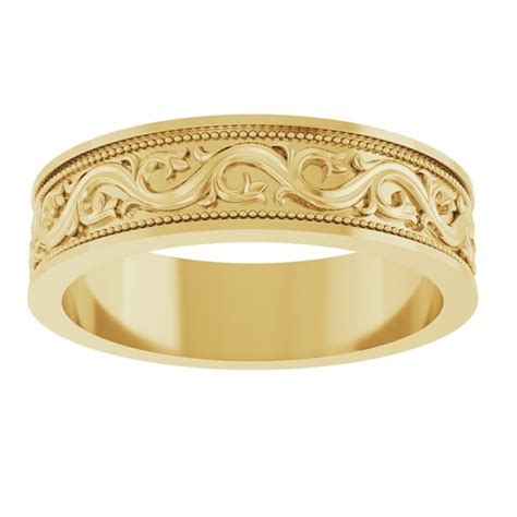 Victorian His Her Wedding Band 14k Yellow Gold Vintage Woman Wedding Band Lace Matching Band
