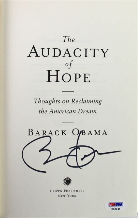 Barack Obama Signed The Audacity Of Hope Thoughts On Reclaiming The