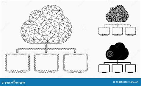 Cloud Network Hierarchy Vector Mesh 2d Model And Triangle Mosaic Icon