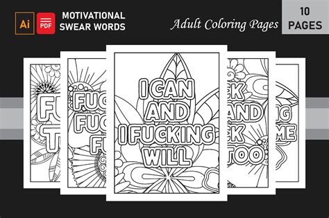 Swear Words Adult Coloring Pages Graphic By Azzziz · Creative Fabrica