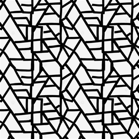 Abstract Black Line Geometric Interlocking Shapes Seamless Pattern