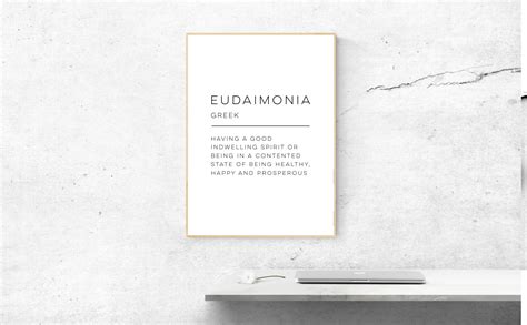 Eudaimonia Definition Printable Poster Digital Poster Etsy