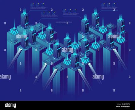 Server Room Concept Isometric Vector Illustration Of Data Center And