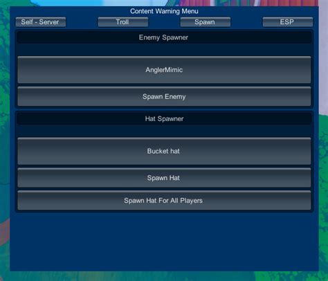 Content Warning Internal Cheat Menu