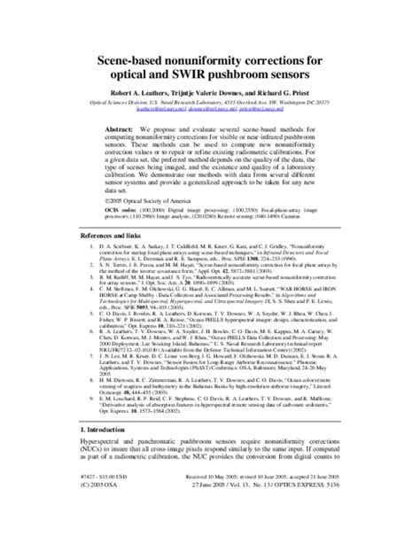 Pdf Scene Based Nonuniformity Corrections For Optical And Swir Pushbroom Sensors
