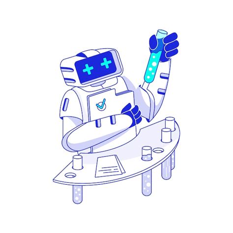 Робот с искусственным интеллектом работает в исследовательской