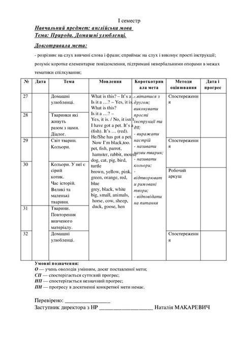 Індивідуальна навчальна програма Англійська мова Інші методичні матеріали Англійська мова