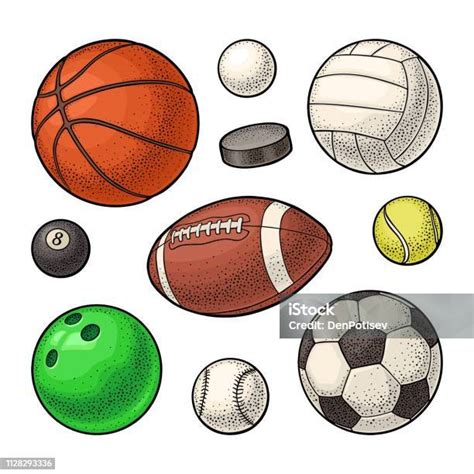 스포츠 공 아이콘을 설정 합니다 조각 컬러 일러스트입니다 흰색 절연 농구 팀 스포츠에 대한 스톡 벡터 아트 및 기타 이미지 농구 팀 스포츠 농구공 축구 Istock
