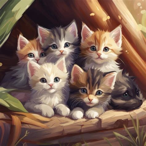 Premium Ai Image A Group Of Adorable Kittens Cuddled Up Together