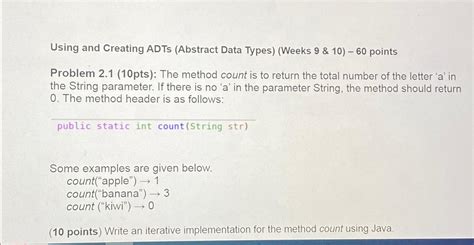 Solved Problem Pts The Method Count Is To Return Chegg