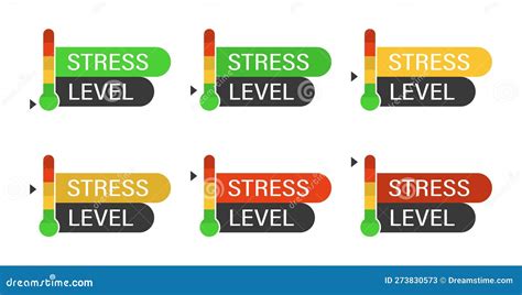 Measuring The Level Of Stress Set Of Icons With Different Indicators Stock Vector