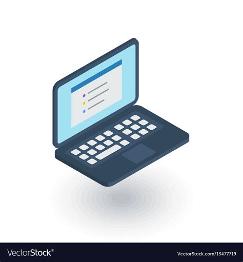 Laptop Computer Notebook Isometric Flat Icon 3d Vector Image