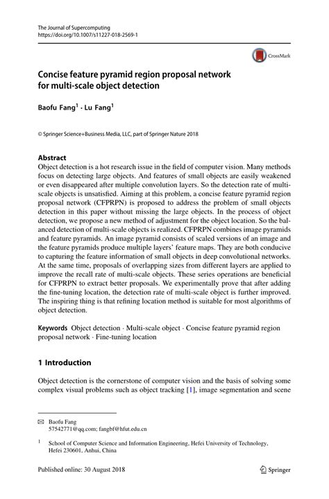 pdf concise feature pyramid region proposal network for multi scale object detection