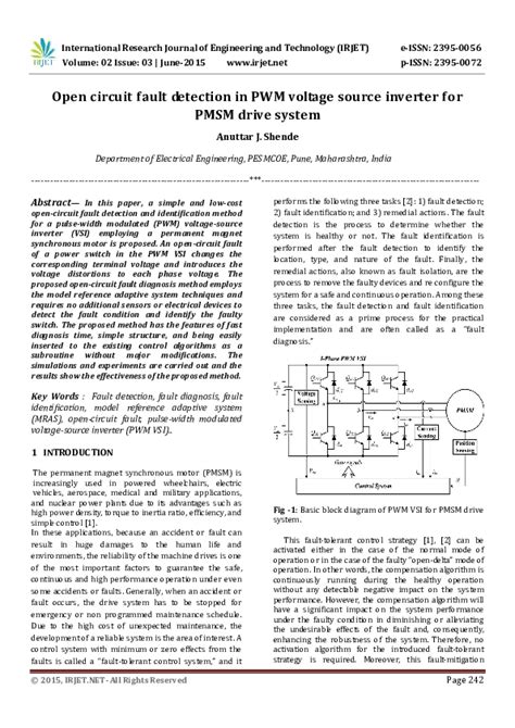 Pdf Irjet Open Circuit Fault Detection In Pwm Voltage Source Inverter