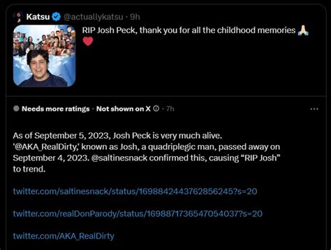 X Is Actor Josh Peck Alive Rip Josh On Twitter Trending Explained