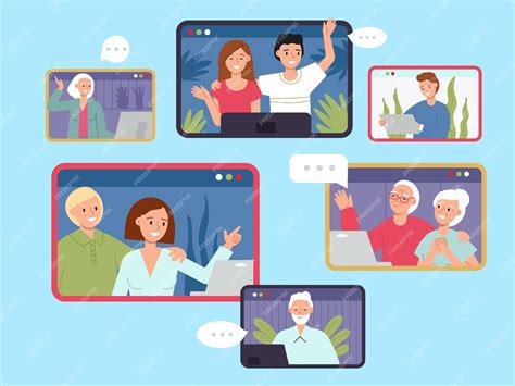 Reunión Familiar En Línea Llamada Virtual A Padres Hijos Y Abuelos