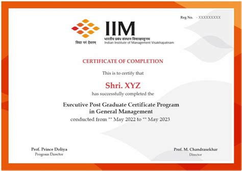 General Management Executive Pg Certification Iim Visakhapatnam