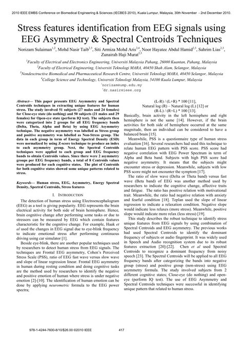 Pdf Stress Features Identification From Eeg Signals Using Eeg Asymmetry And Spectral Centroids