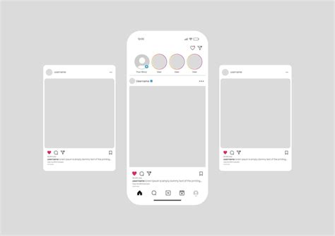 인스타그램 포스트 인터페이스 템플릿 프리미엄 벡터