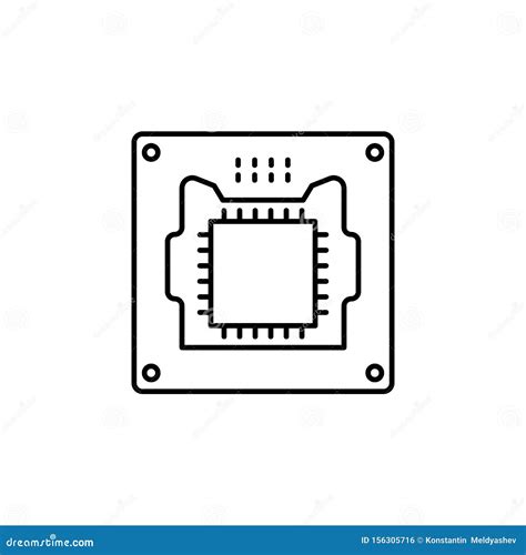 Hardware Processor Chip Icon Simple Thin Line Outline Vector Of
