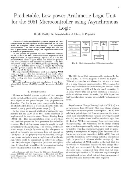pdf predictable low power arithmetic logic unit for the 8051 microcontroller using
