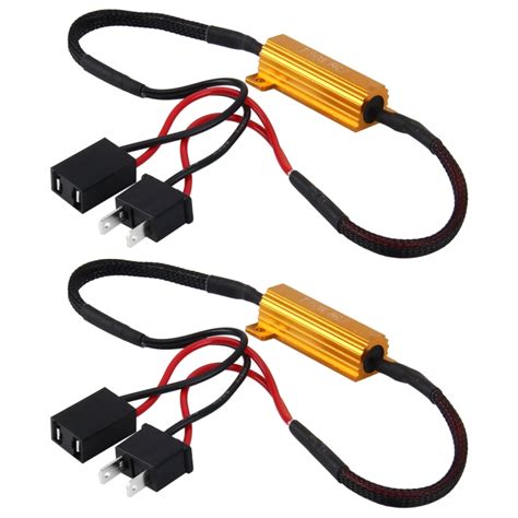 2 PCS H7 Car Canbus Error Canceller Decoder Load Resistor LED 50W 8 Ohm No Blinking Decoder Heat