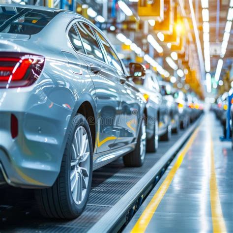 Efficient Assembly Line Of Contemporary Vehicles In A Bustling And Productive Factory