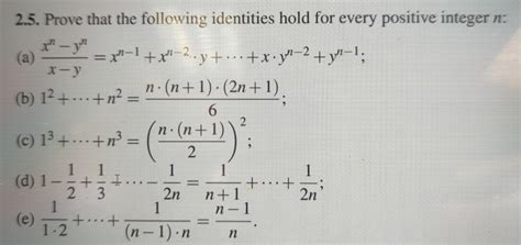 solved 2 5 prove that the following identities hold for