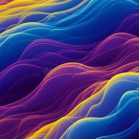 Colorful Abstract Digital Art Depicting Undulating Wavy Forms In A Dynamic Stock Illustration