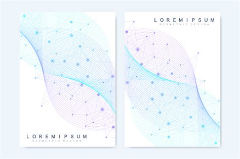 현대 벡터 템플릿 브로셔 커버 배너 전단지 연례 보고서에 대 한 전단 추상 미술 구성 선과 점 들을 연결입니다 웨이브 흐름입니다 디지털 기술 과학 의료 개념 0명에 대한