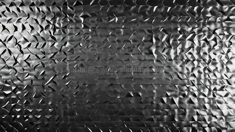 Abstract Black Metallic Pattern Made Of Angular Shapes With Light Reflections Creating A