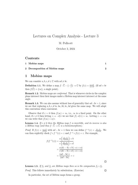 Complexanalysis Lecture3 2024 Pdf Differential Geometry Functions