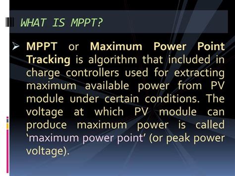Maximum Power Point Trackingsaq Physics Science