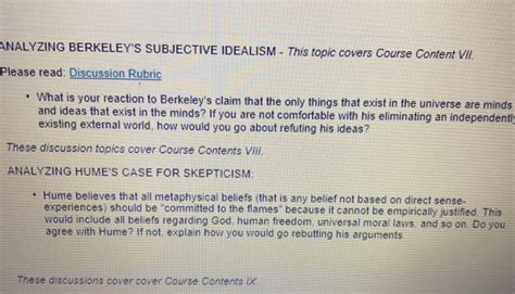 solved analyzing berkeley s subjective idealism this topic