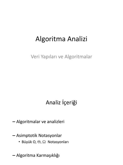 Algoritma Analizi Pdf