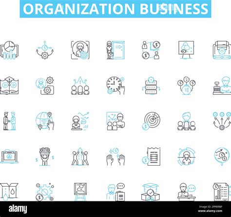 Organization Business Linear Icons Set Efficiency Streamlining Optimization Structure