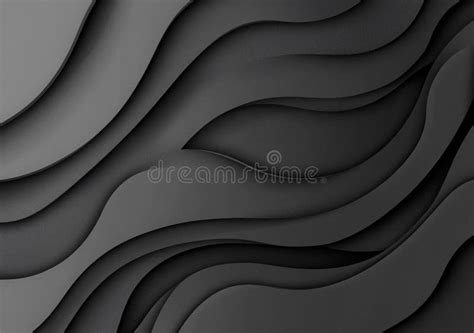 Abstract Black Layered Waves With Smooth Curves Creating An Elegant