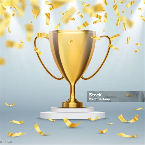 골든 색종이와 트로피 컵입니다 벡터 배경입니다 우승자 개념 1위에 대한 스톡 벡터 아트 및 기타 이미지 1위 Championship 개념 Istock