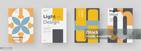 추상적인 기하학적 구성 그림이 있는 포스터 컬렉션입니다 0명에 대한 스톡 벡터 아트 및 기타 이미지 0명 3차원 형태 A4 용지 Istock