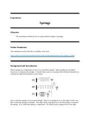 Exploring Forces And Potential Energies Of Springs Course Hero